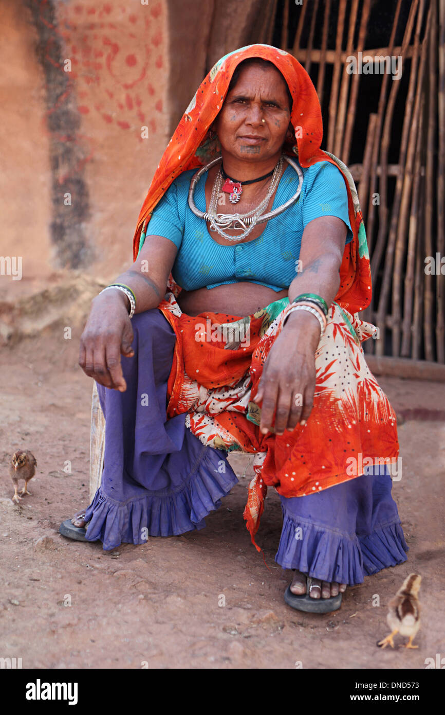 Portrait of a bhil woman, Madhya Pradesh, India Stock Photo - Alamy