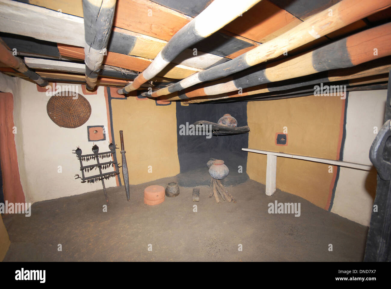 Interior of Tribal Gadaba hut. Odisha tribe Manav Sangrahalaya, Bhopal ...