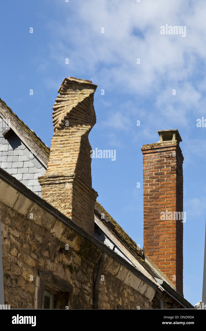 Pontlevoy, France, twisted chimney stack built of stone Stock Photo - Alamy