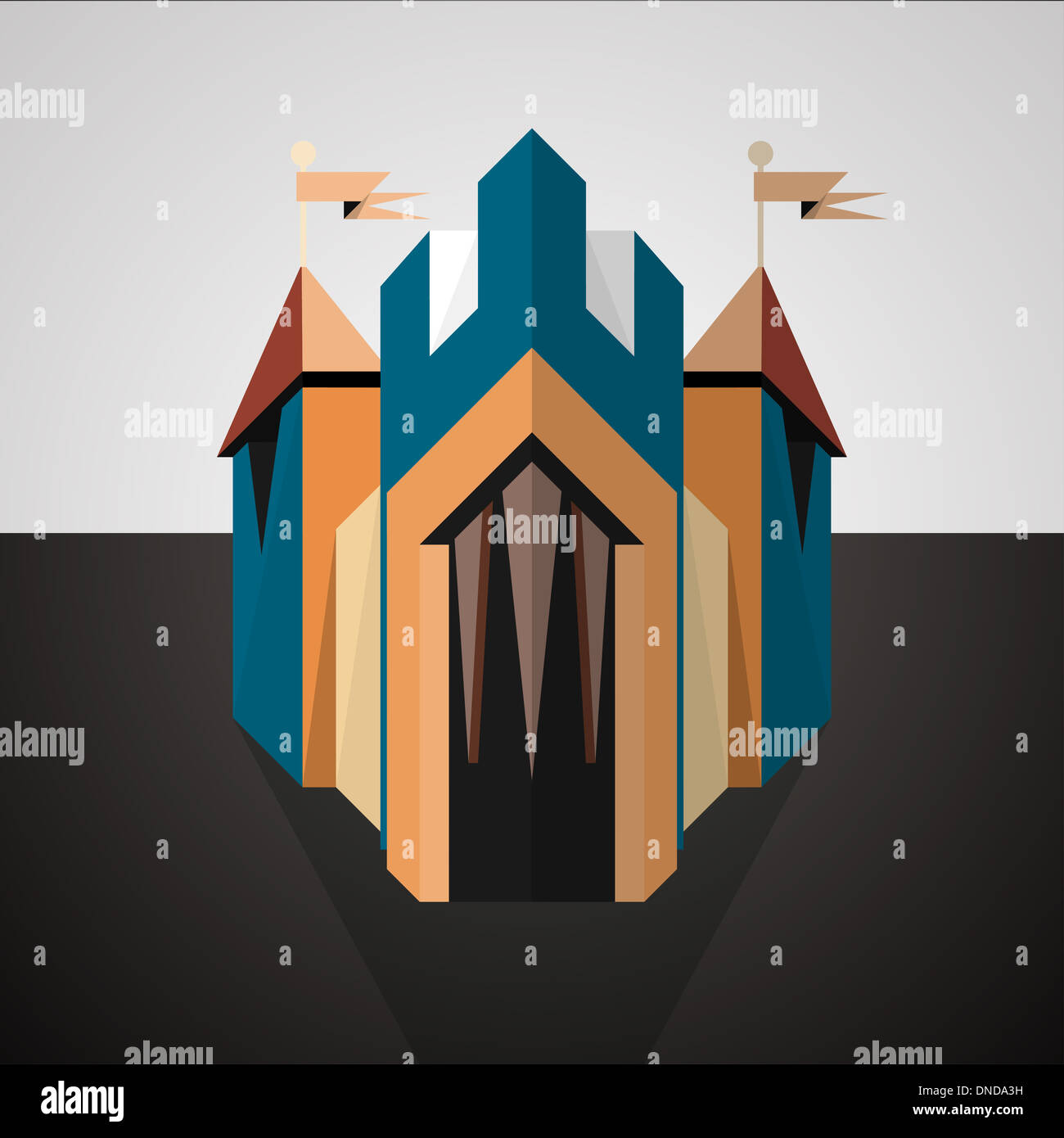 Cartoon castle drawn in perspective. Icon Stock Photo - Alamy
