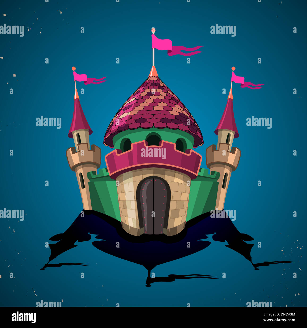 Cartoon fortified castle with flags. Icon Stock Photo - Alamy
