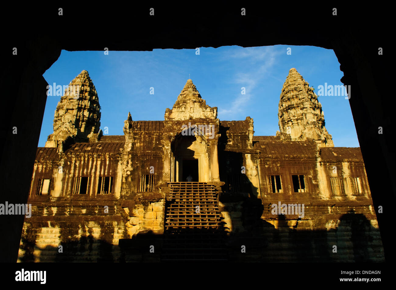 the towers of angkor wat temple through a gate, angkor archaeological ...