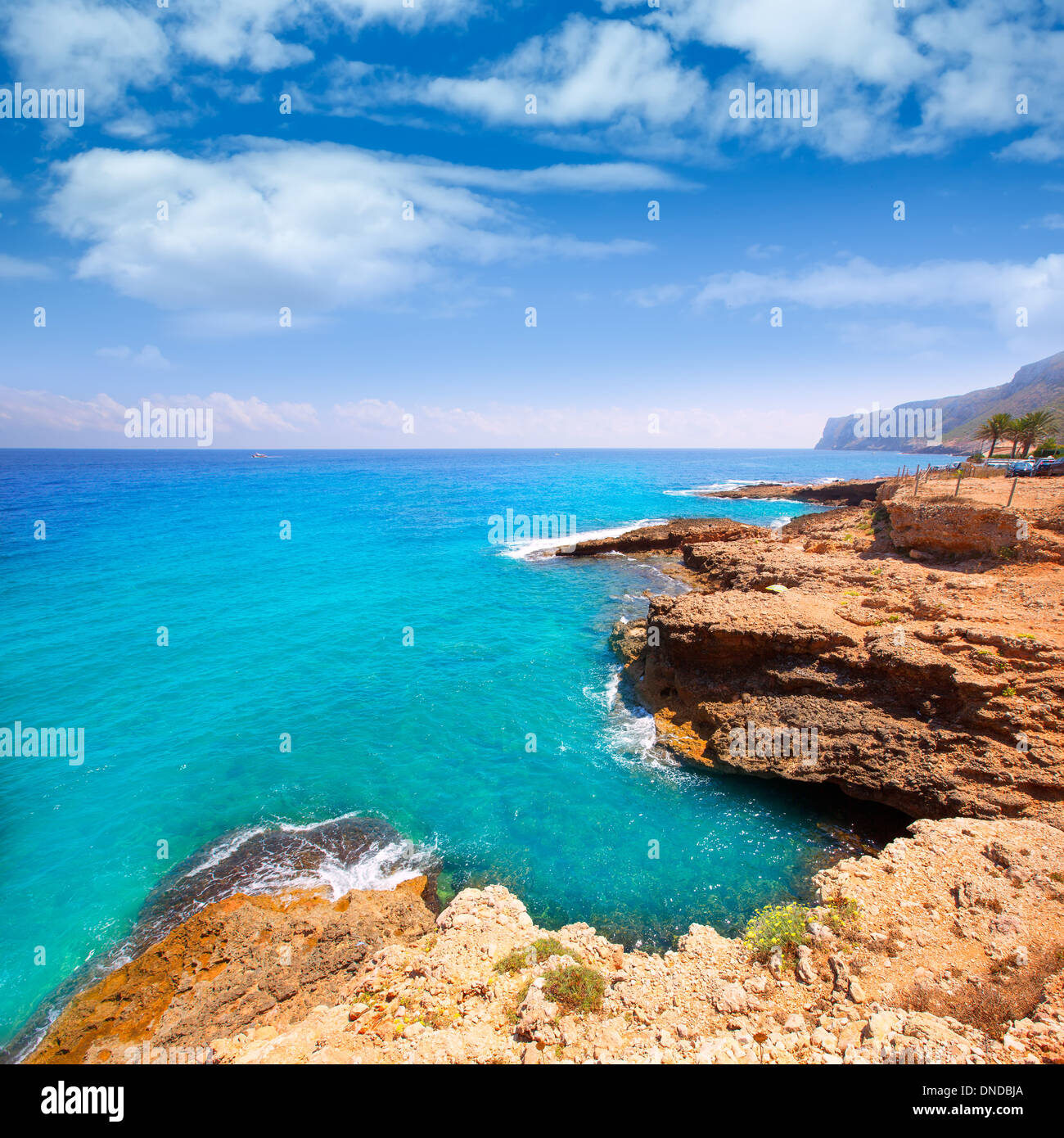 Denia Alicante Las rotas rocky beach in Spain and San Antonio Cape ...