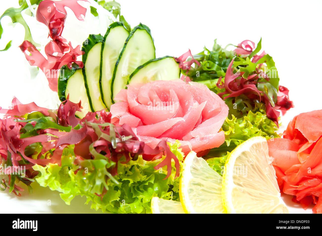 Japanese sashimi on a white background in a Japanese restaurant Stock ...