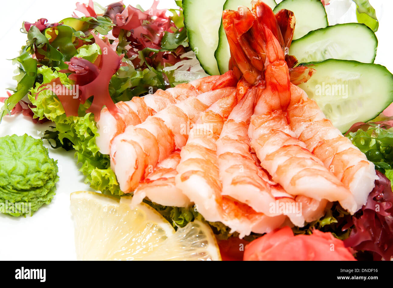 Japanese sashimi on a white background in a Japanese restaurant Stock ...