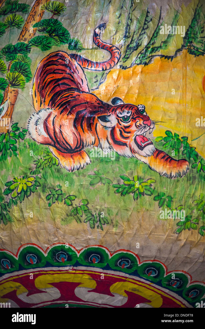 Tiger on Chinese Lantern, close-up Stock Photo - Alamy