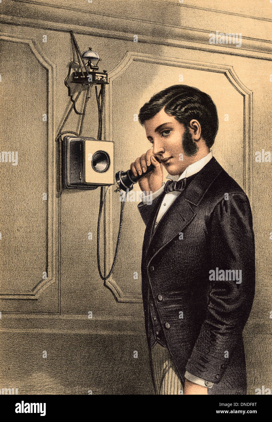 An early Bell telephone in use during the late 1800s Stock Photo - Alamy