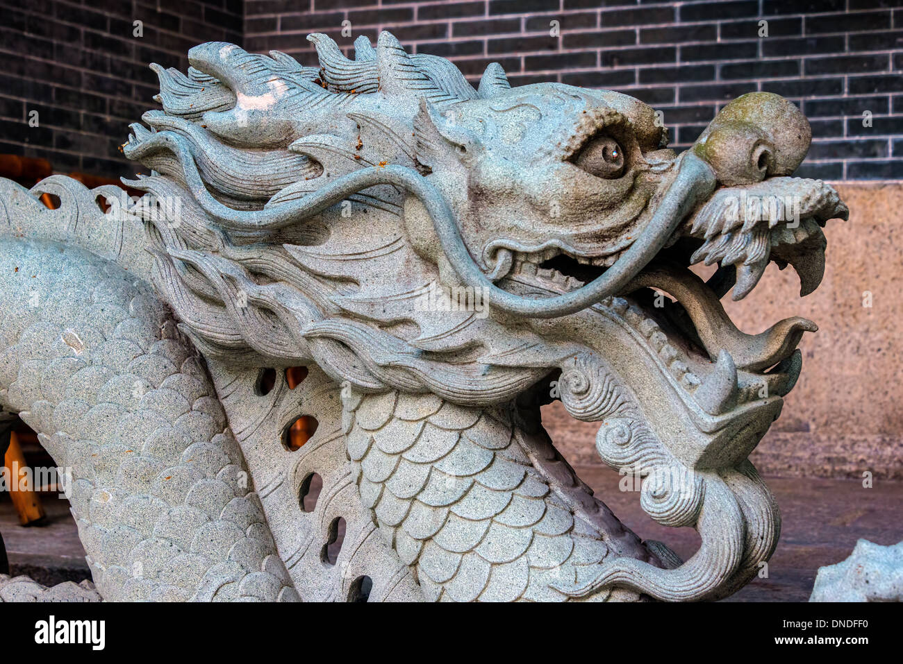 Stone Dragon at Pak Tai Temple, Wan Chai, Hong Kong Stock Photo - Alamy