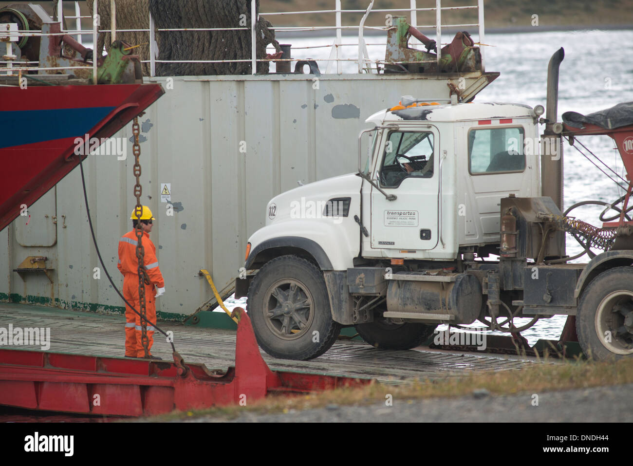Truck loading on ferry boat Stock Photo - Alamy
