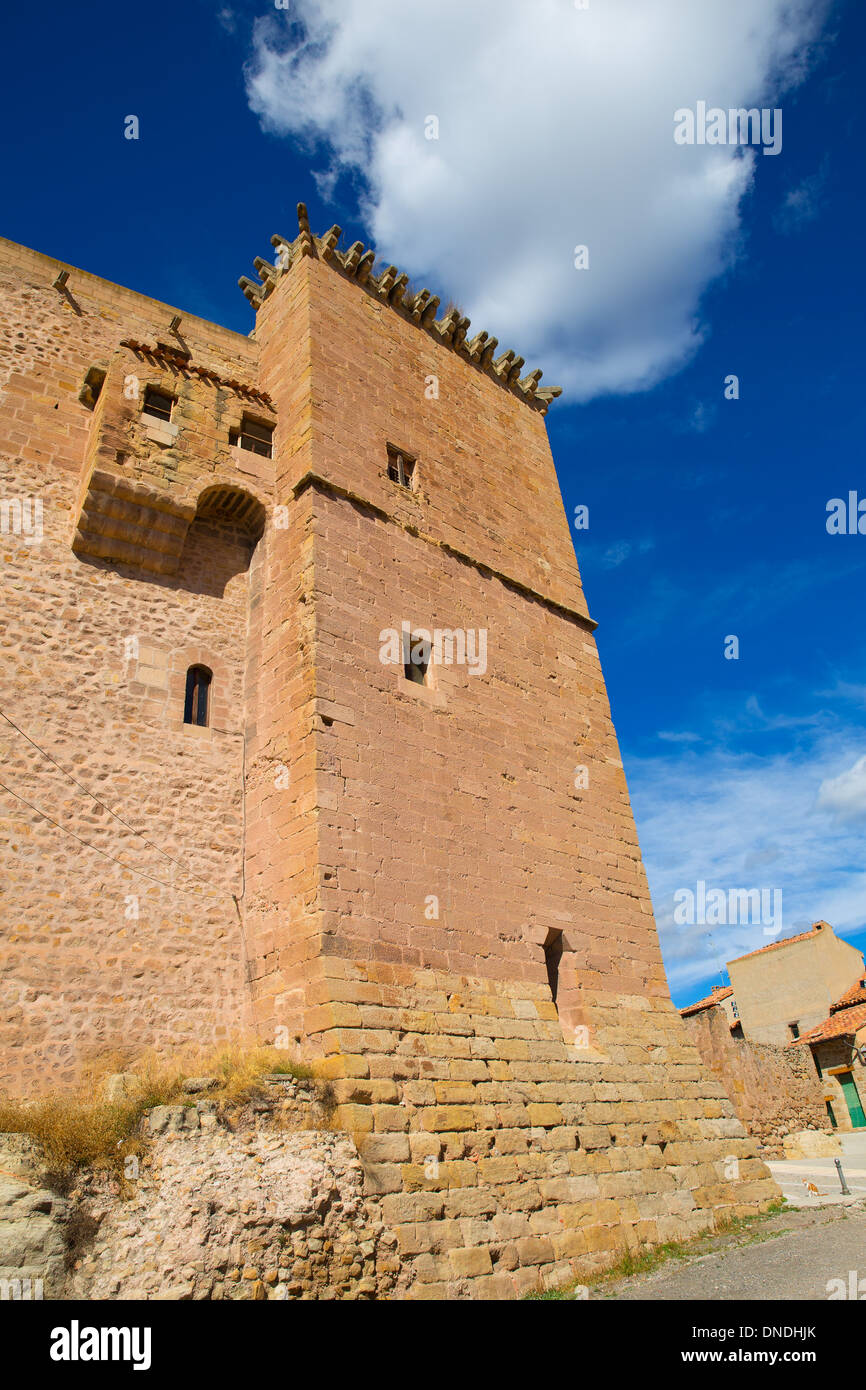 Mora de Rubielos Teruel Muslim Castle in Aragon Spain under blue sunny ...