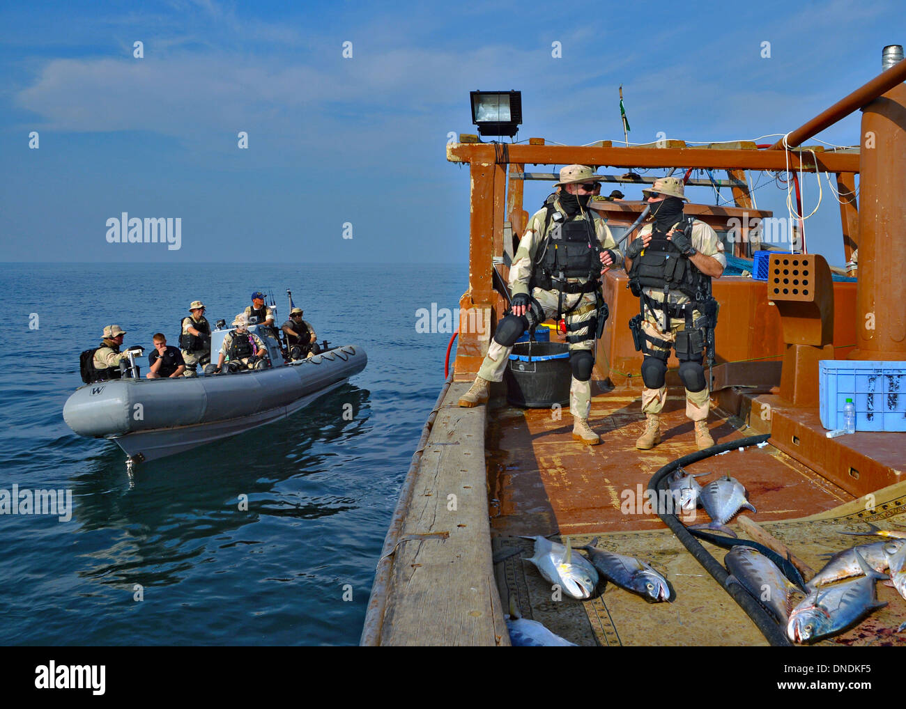 US special operation sailors board a fishing dhow during a Visit, Board ...