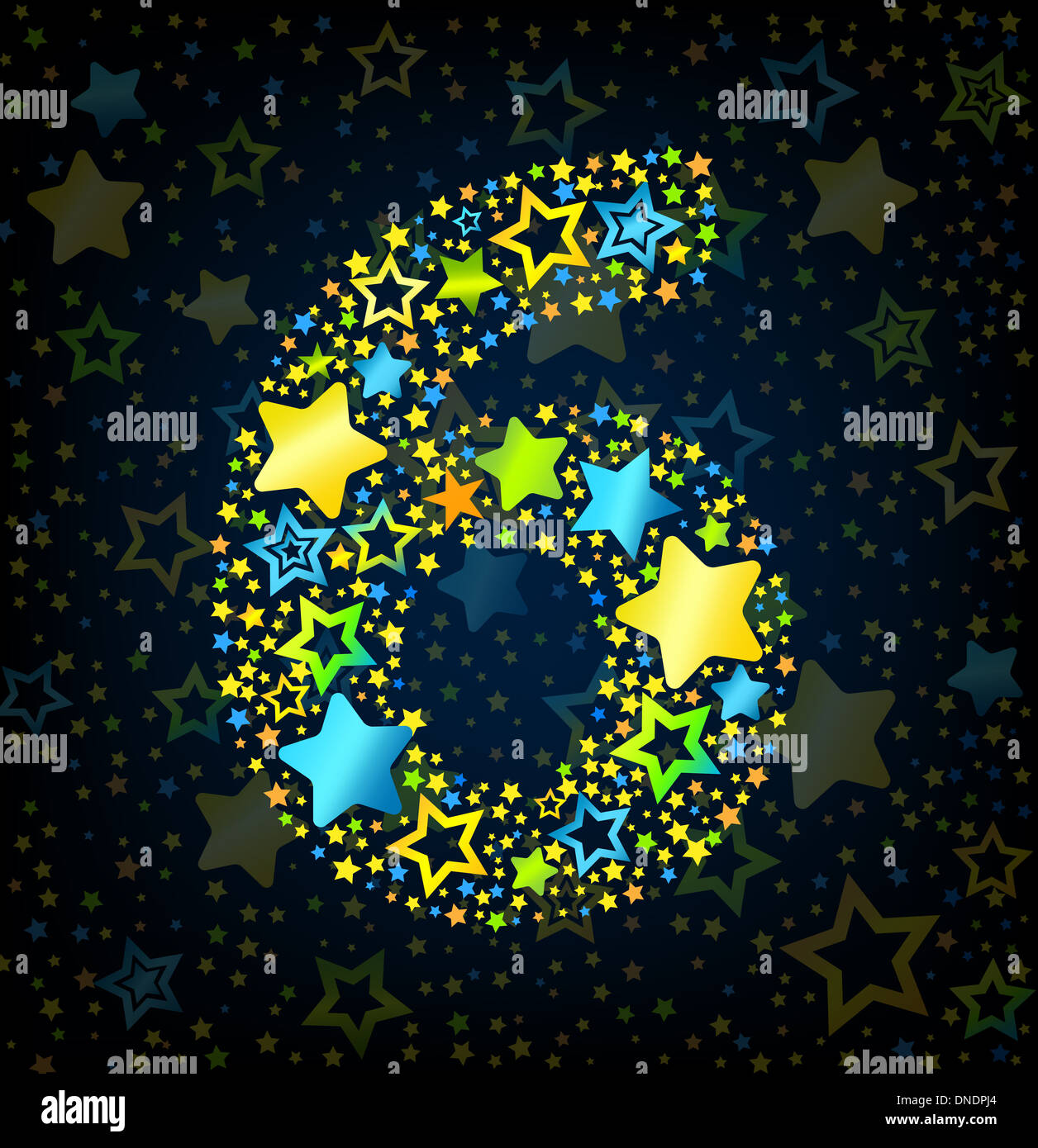 Number 6 cartoon star colored Stock Photo - Alamy