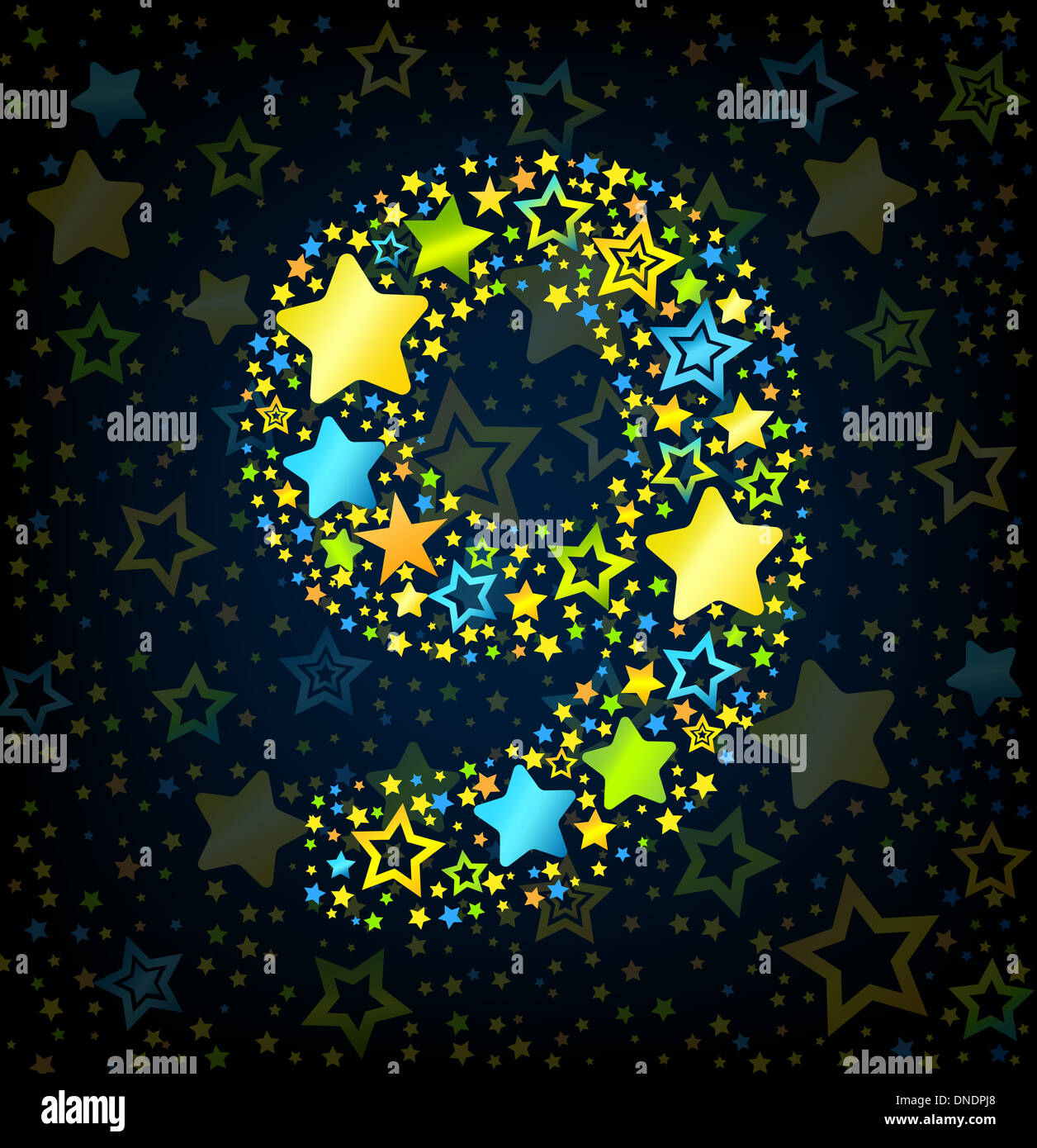 Number 9 cartoon star colored Stock Photo - Alamy
