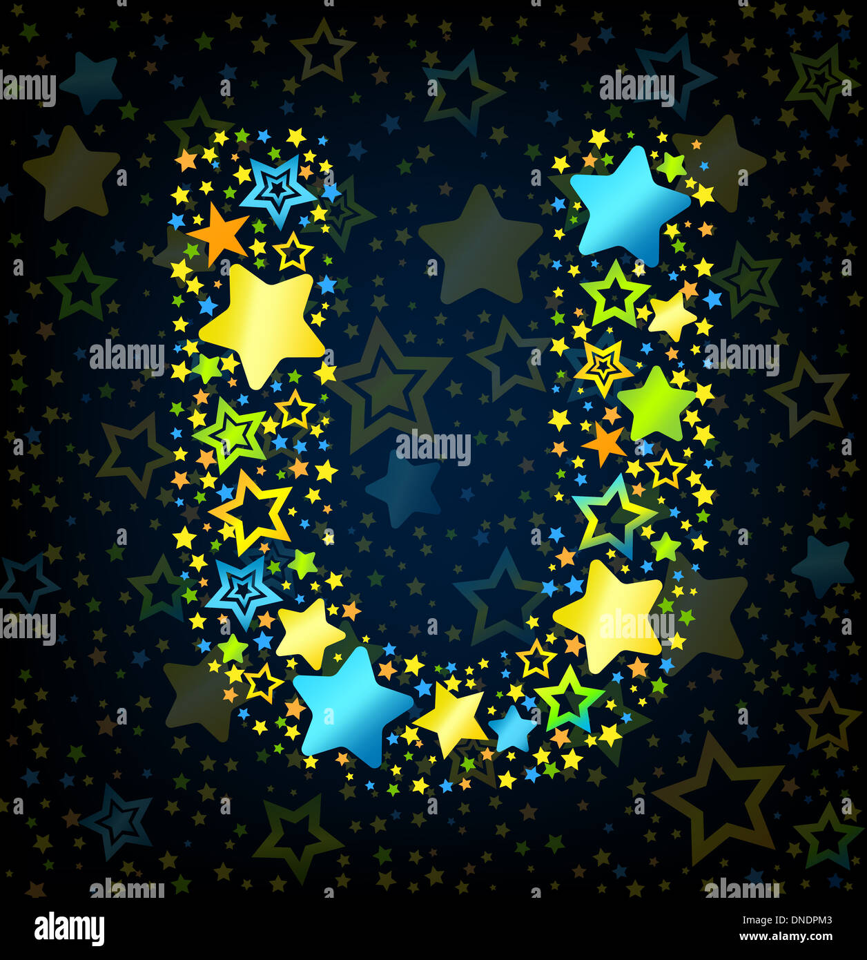 Letter U cartoon star colored Stock Photo - Alamy