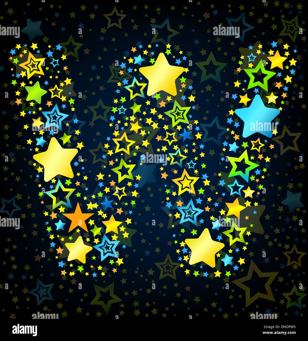 Letter W cartoon star colored Stock Photo - Alamy