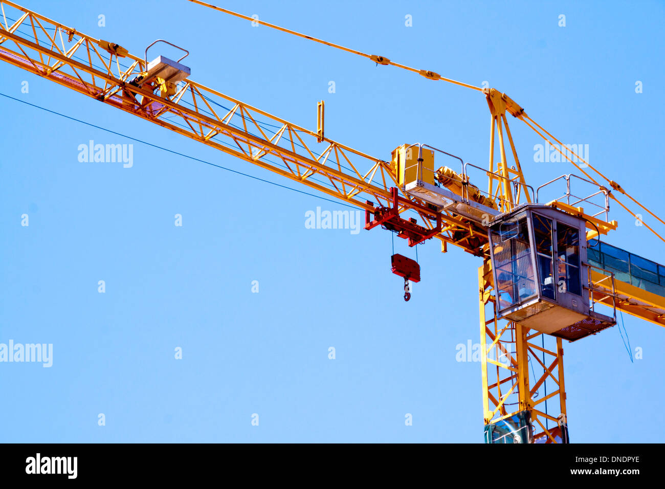control cabin arm and pulleys on high lift crane Stock Photo - Alamy