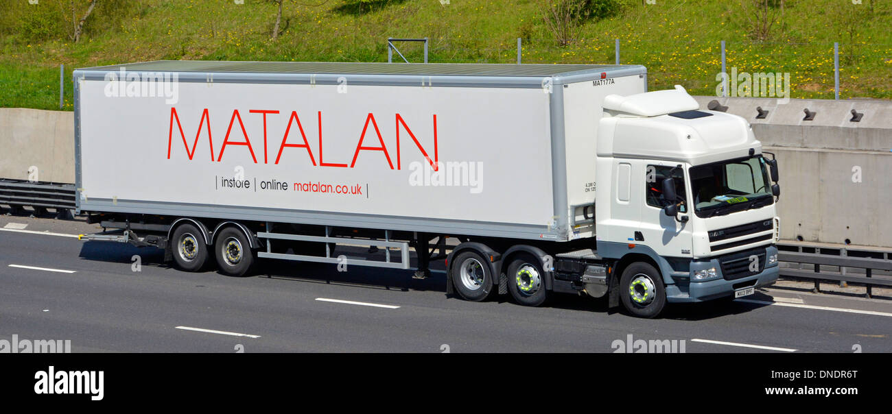 Matalan articulated trailer and lorry truck on M25 motorway Essex ...