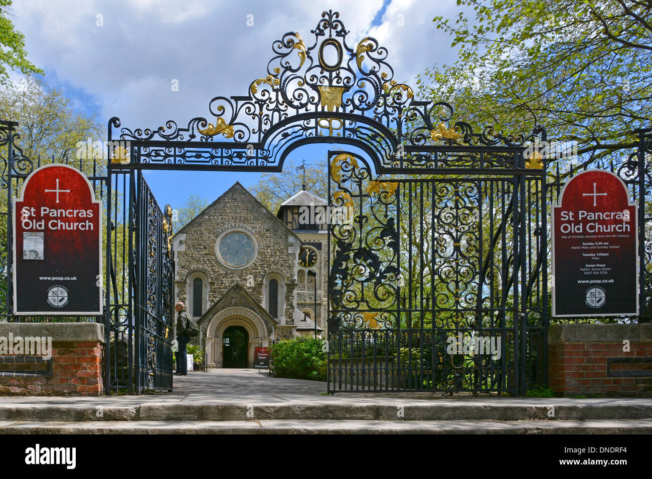Ornamental iron gates to the church and churchyard of St Pancras Old ...