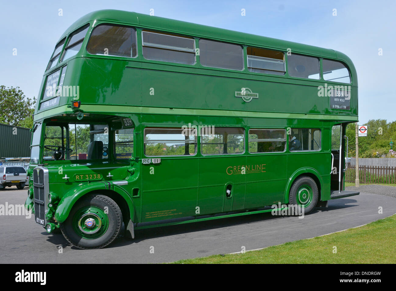 Green Line routemaster bus outside North Weald Station on the Epping ...
