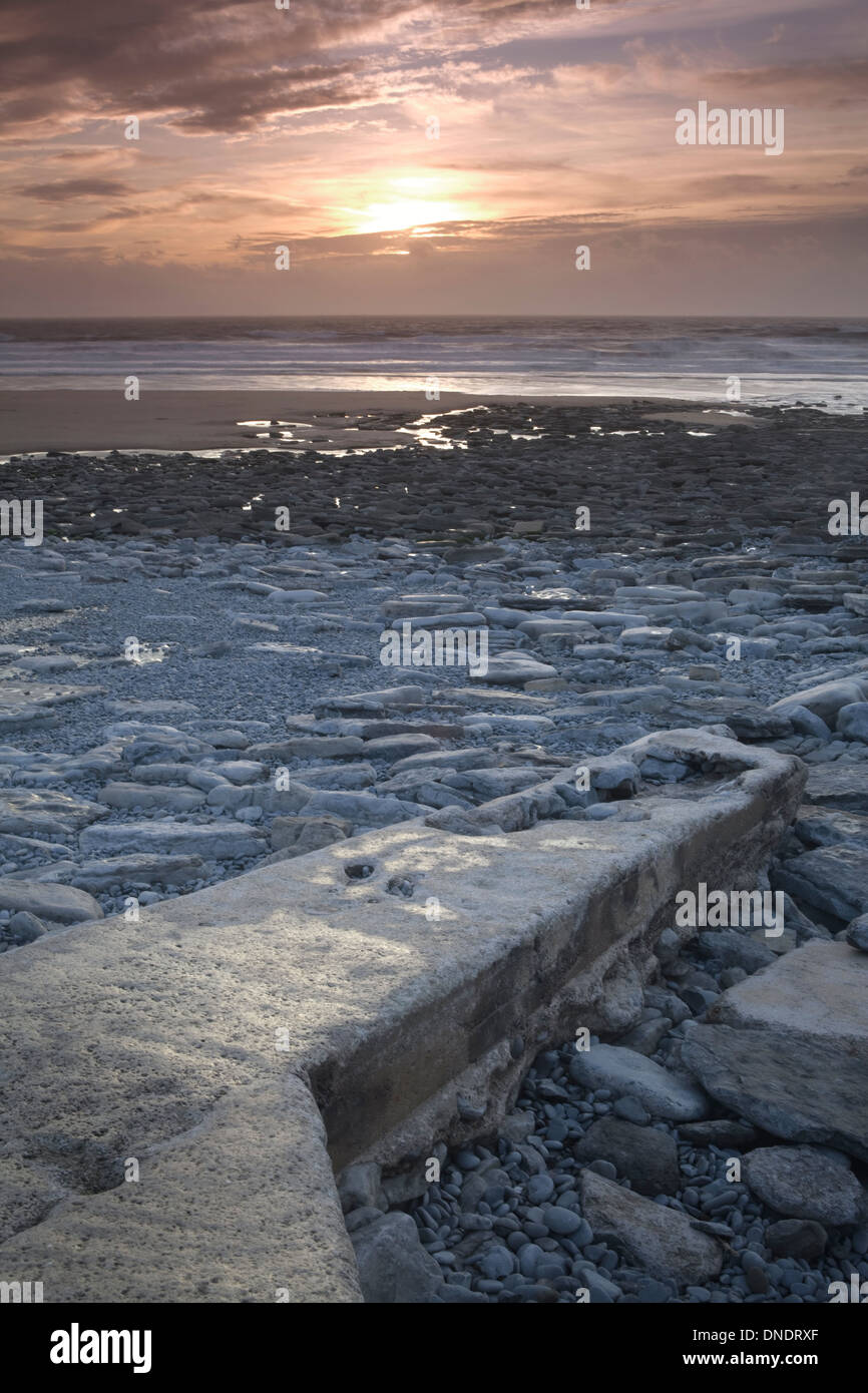 Rock formations at Dunraven Bay, South Wales, are caused by the power ...