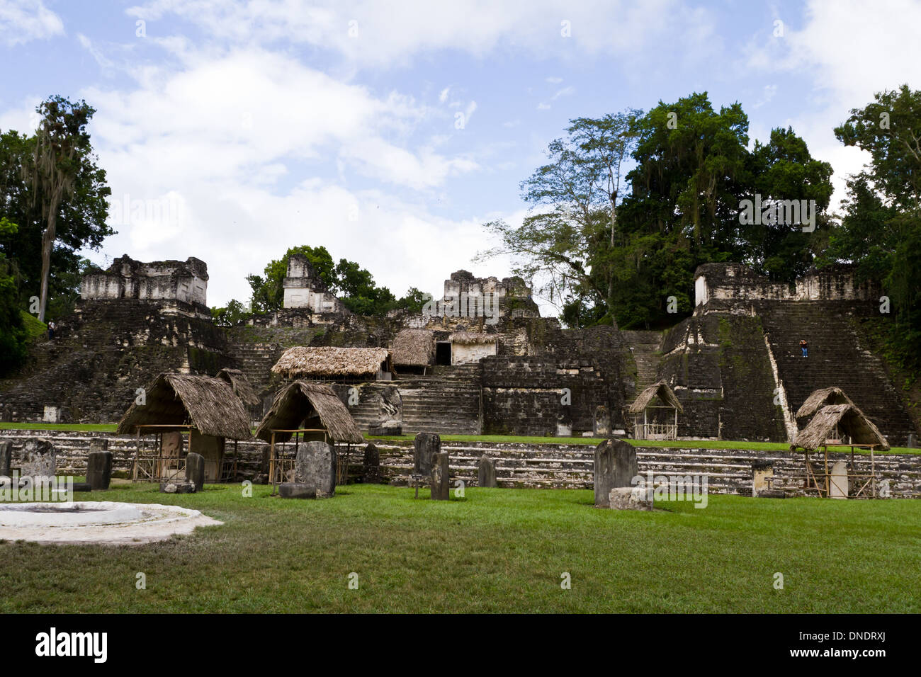 Ancient Mayan ruins in Tikal Guatemala half covered and underground ...