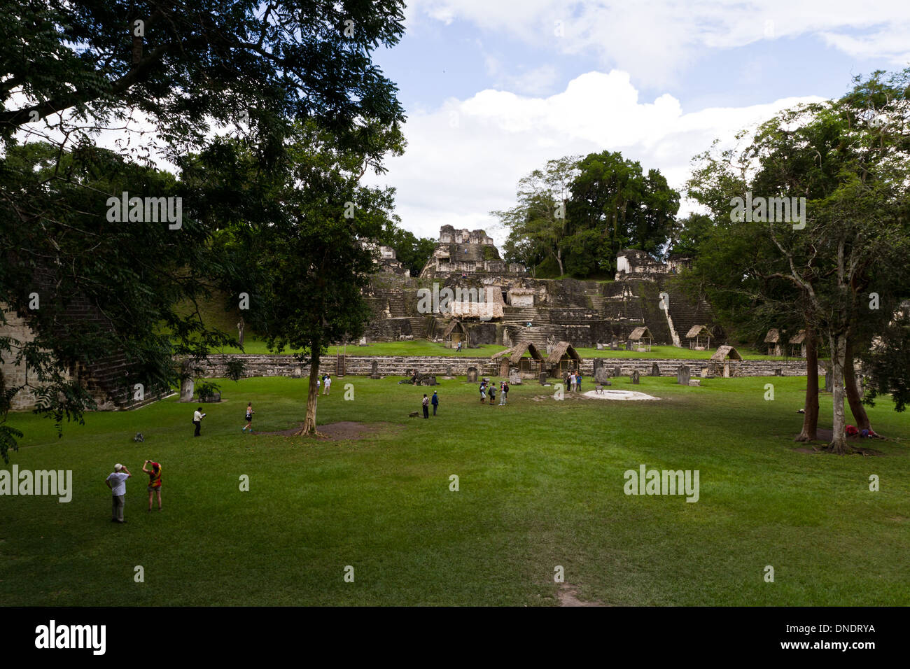 Ancient Mayan ruins in Tikal Guatemala half covered and underground ...