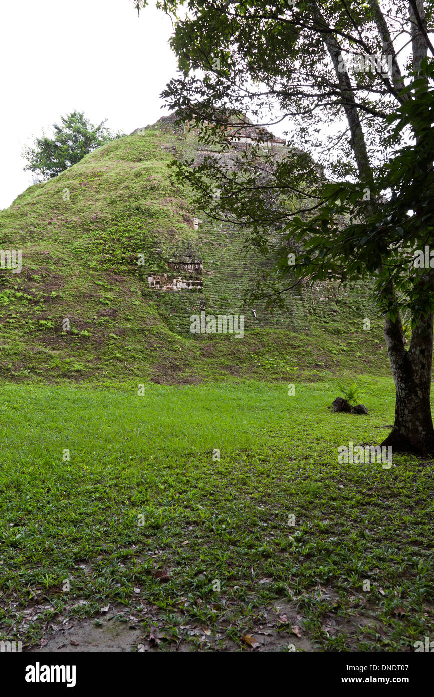 Ancient Mayan ruins in Tikal Guatemala half covered and underground ...