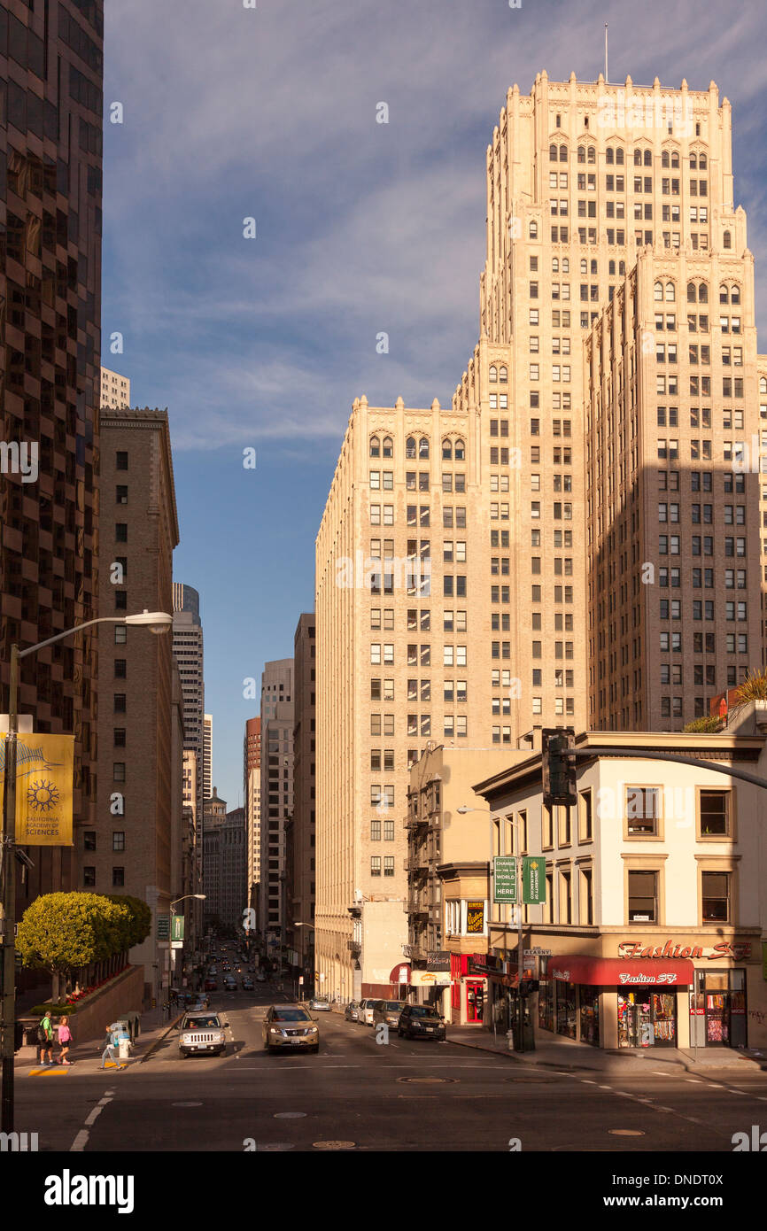Skyscrapers on the corner of Kearny and Belden Street,Downtown San ...