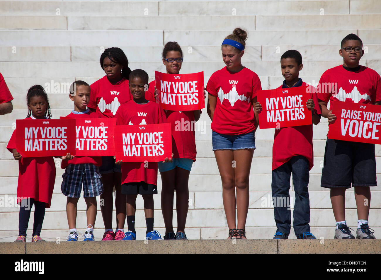 Children in red shirts for "My Voice Matter" at the National Action to ...