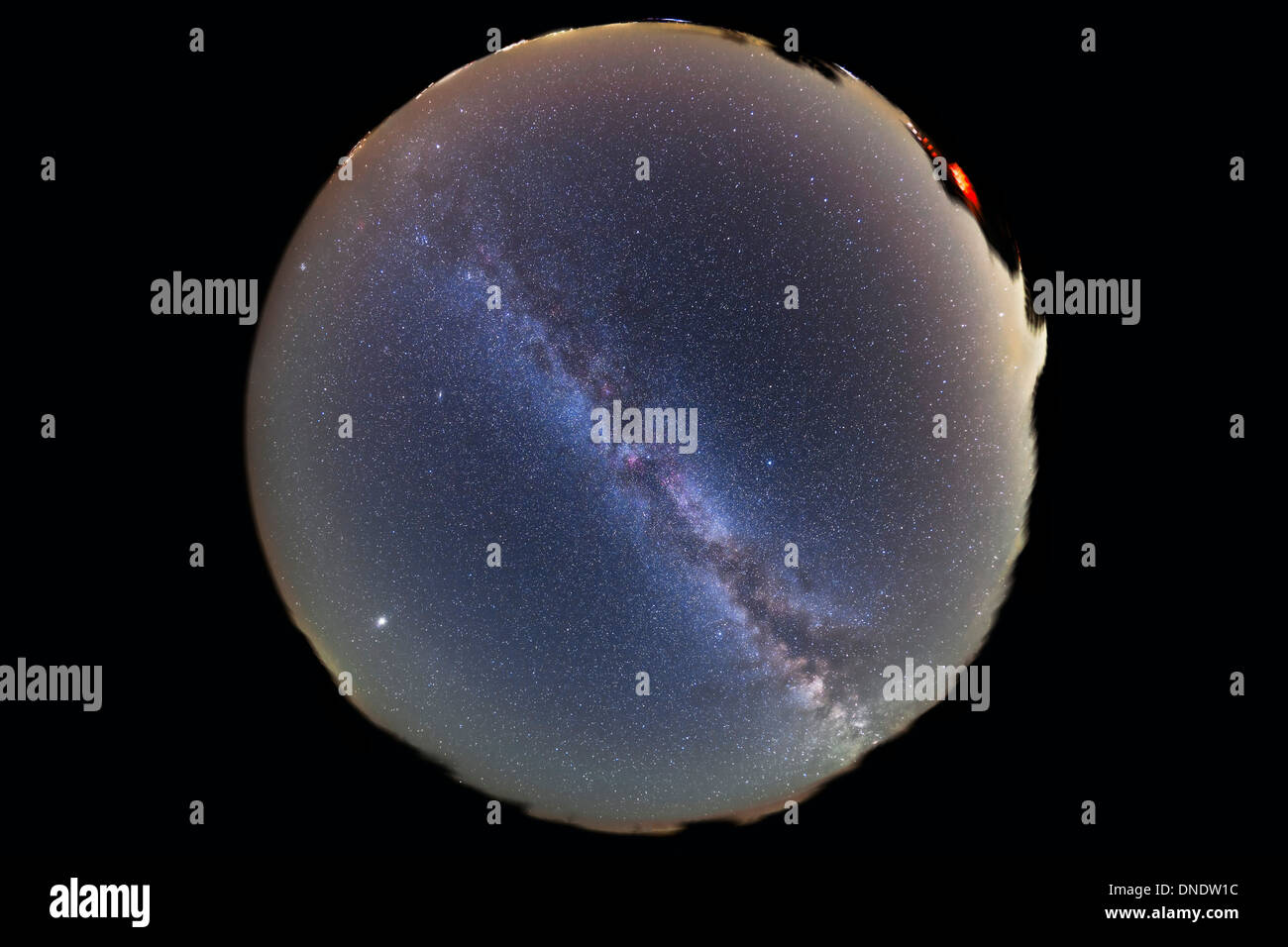September 11, 2010 - Fish-eye lens view of sky with Milky Way Stock ...