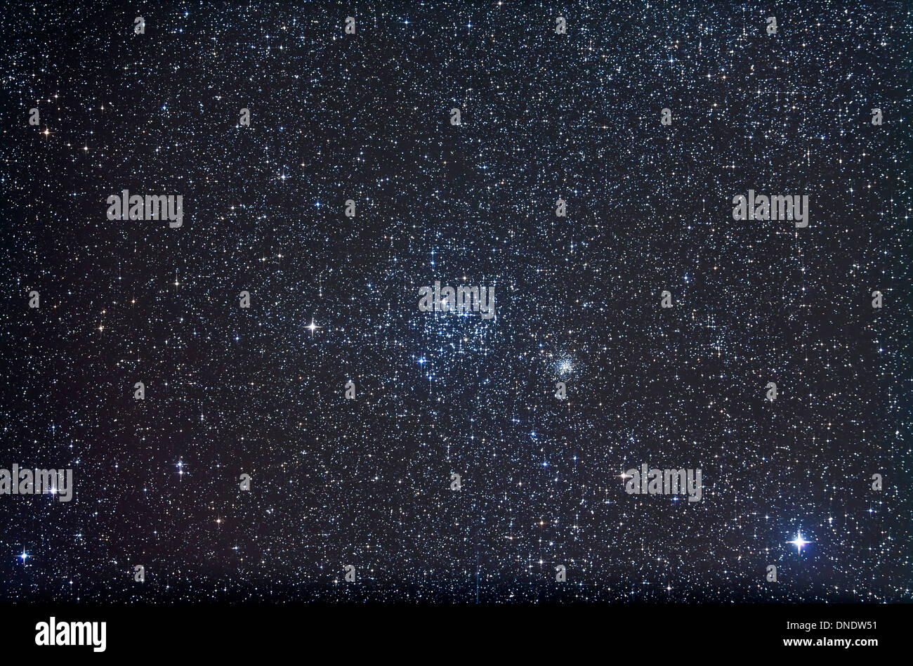 Open clusters Messier 35 and NGC 2158 in the constellation Gemini Stock Photo - Alamy