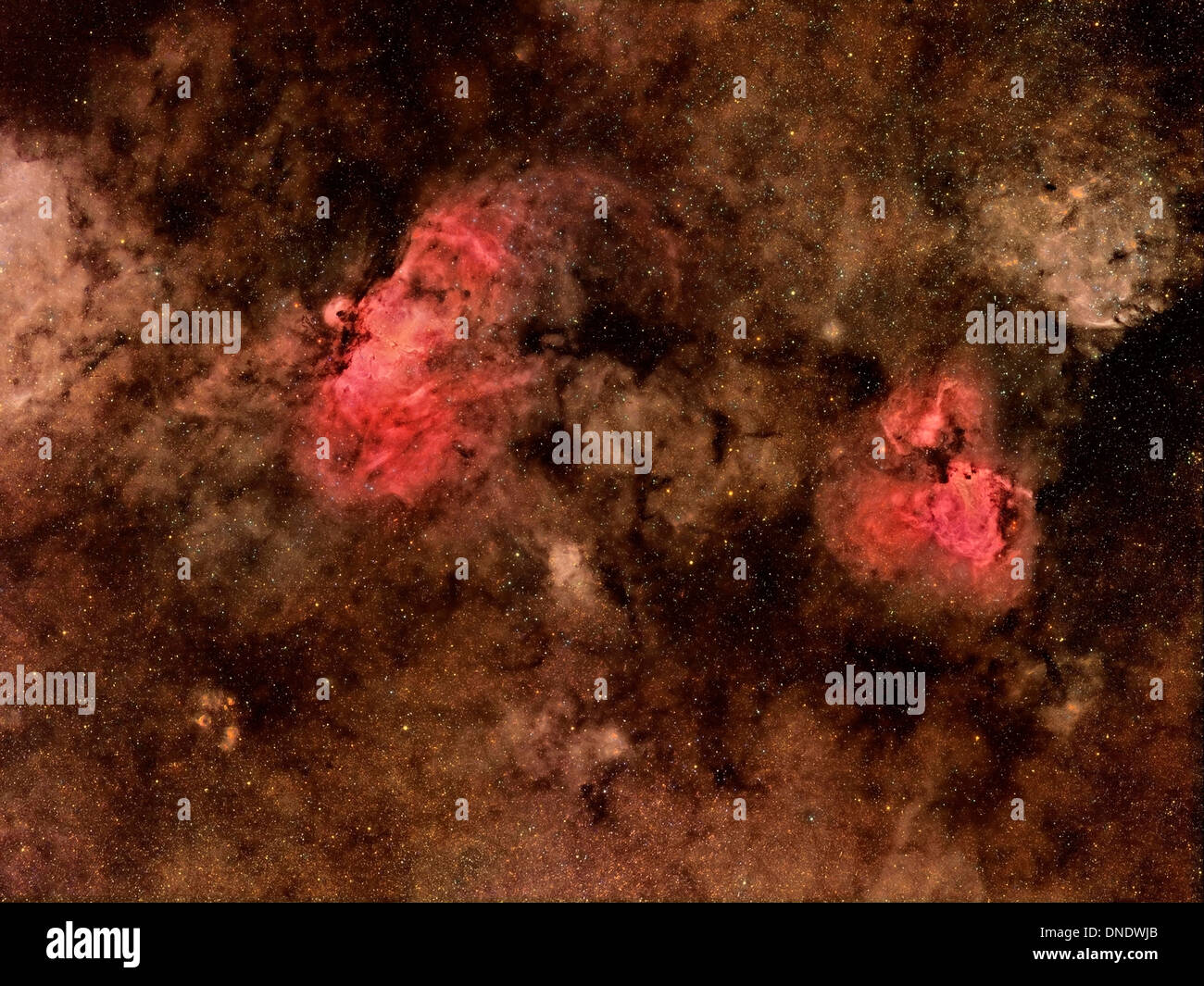 Eagle Nebula (Messier 16), and Swan Nebula (Messier 17 Stock Photo - Alamy