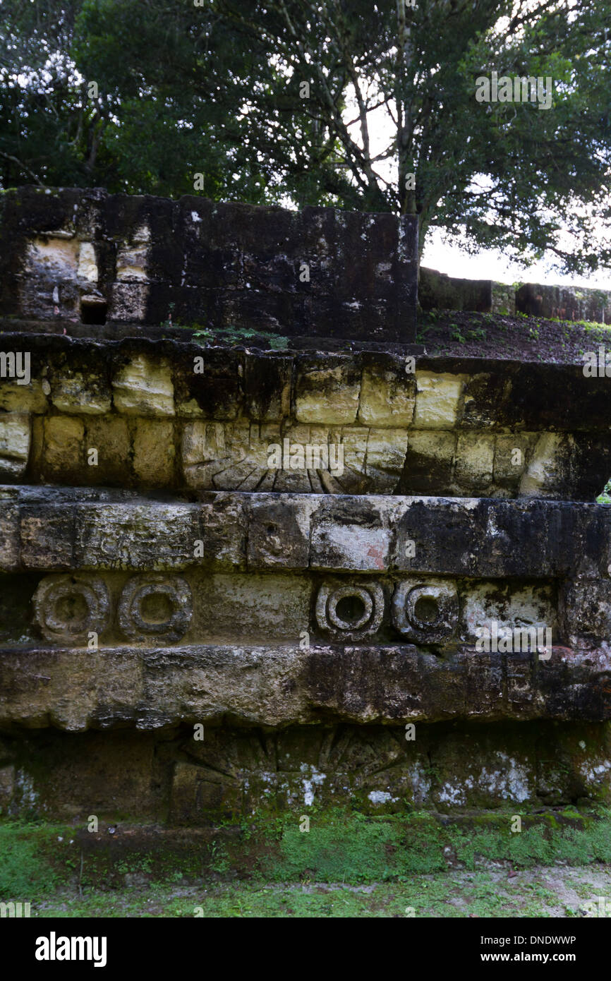 Ancient Mayan ruins in Tikal Guatemala half covered and underground ...
