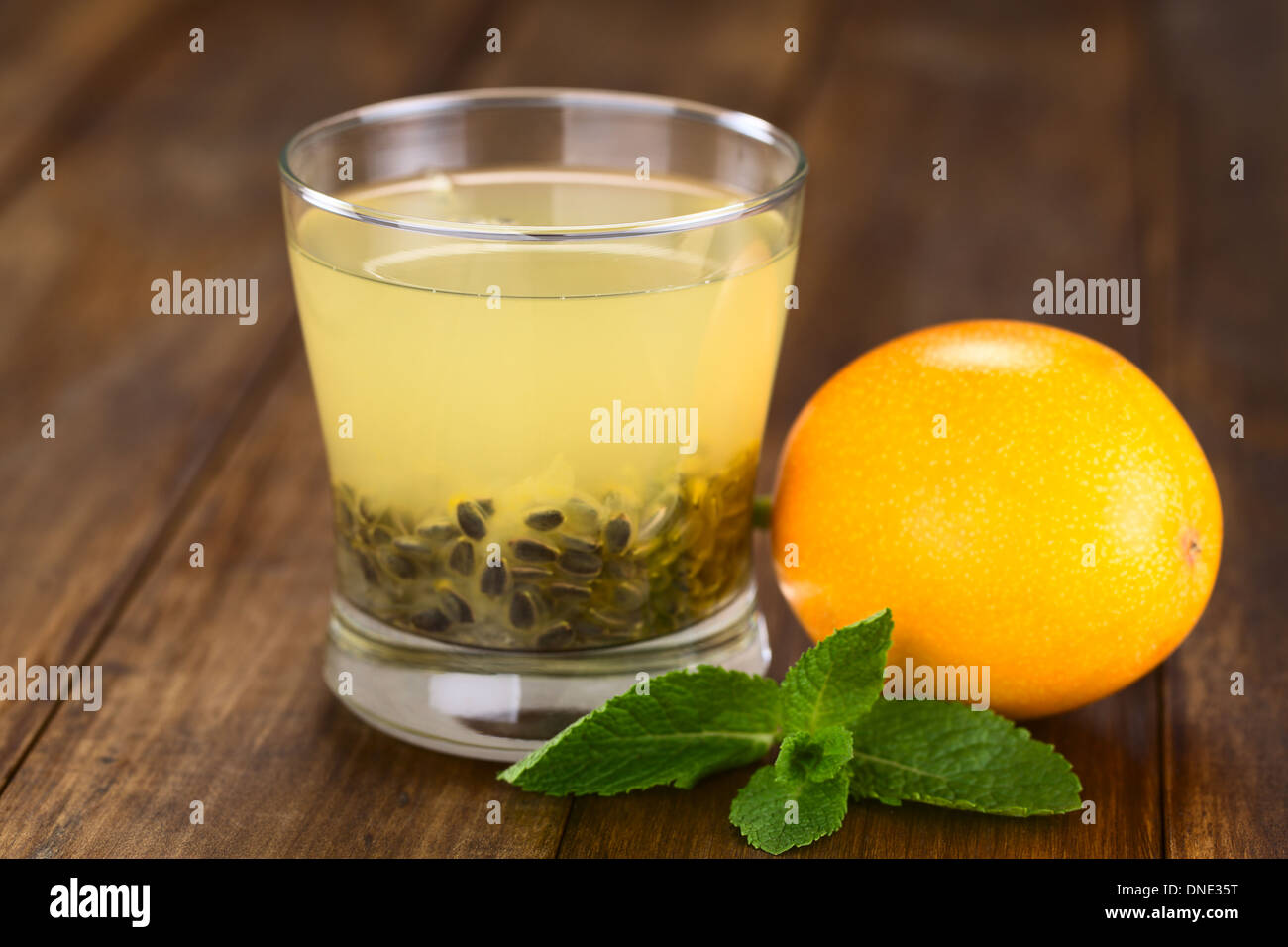 Fresh juice made of sweet granadilla or grenadia (lat. Passiflora ...