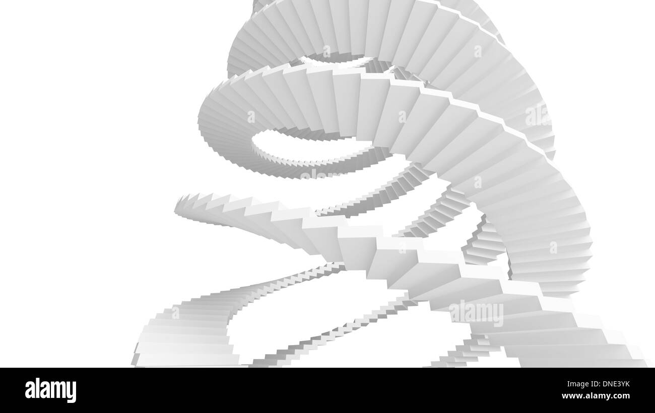 White spiral stairs isolated on white background Stock Photo - Alamy