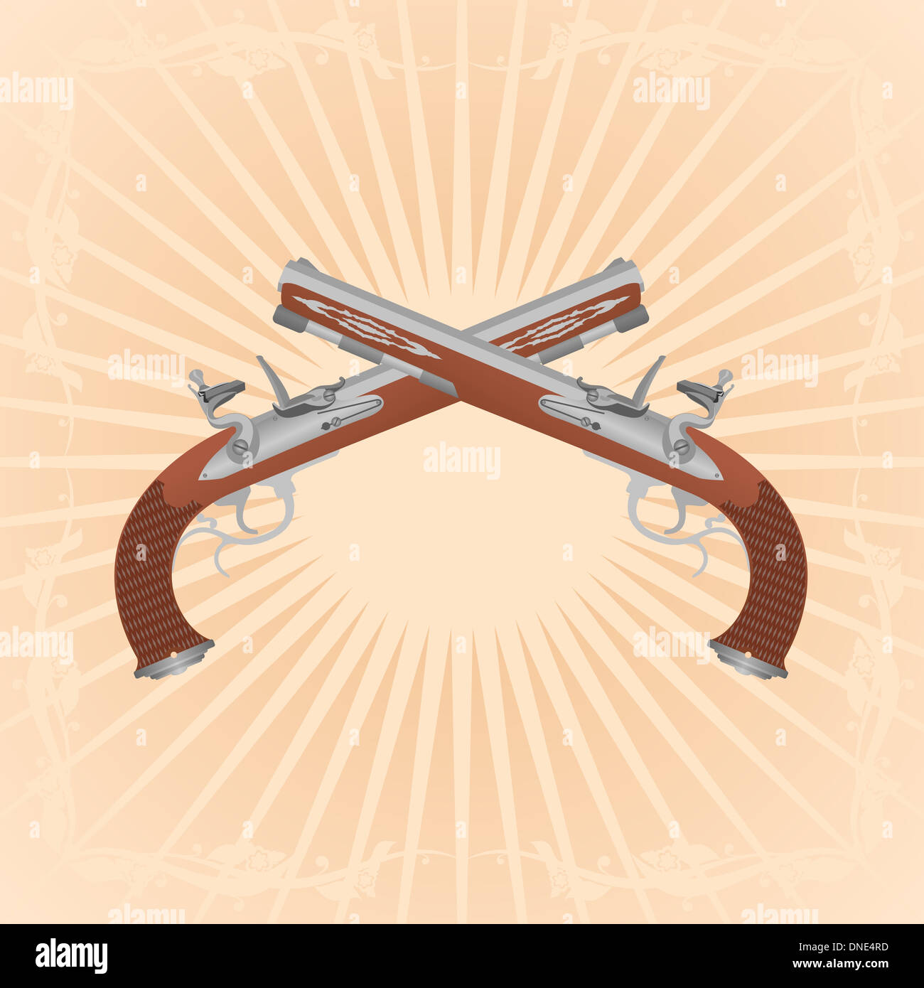 Two ancient gun on an abstract background. Illustration on the ...