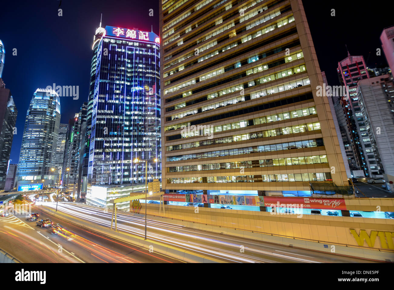 HONG KONG - December 02, 2013: Night traffic with long shutter at ...