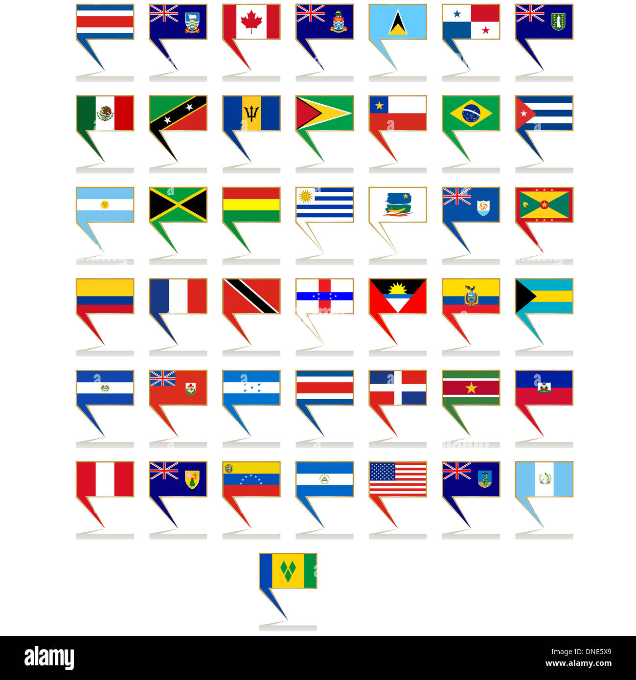 Abstract icons signs depicting flags of different countries. The ...