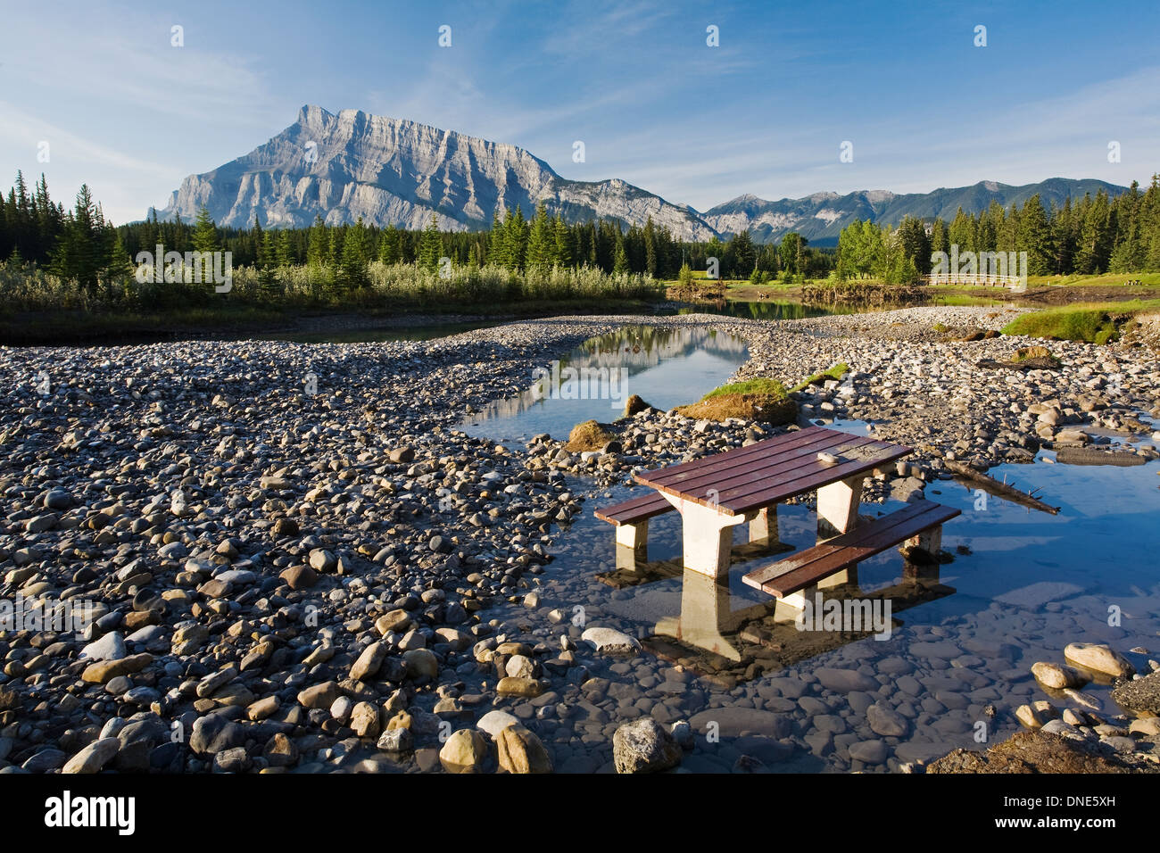 Flood damage at Cascade Pond picnic area, Banff National Park, Alberta ...