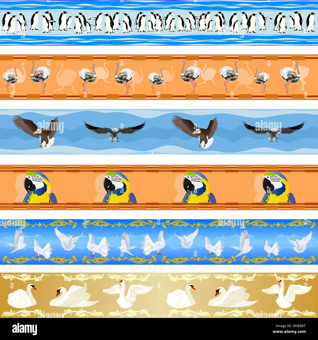 Seamless pattern with images of birds. Seamless background Stock Photo ...