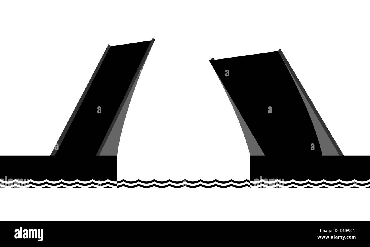 Abstract image of the drawbridge. The illustration on a white ...