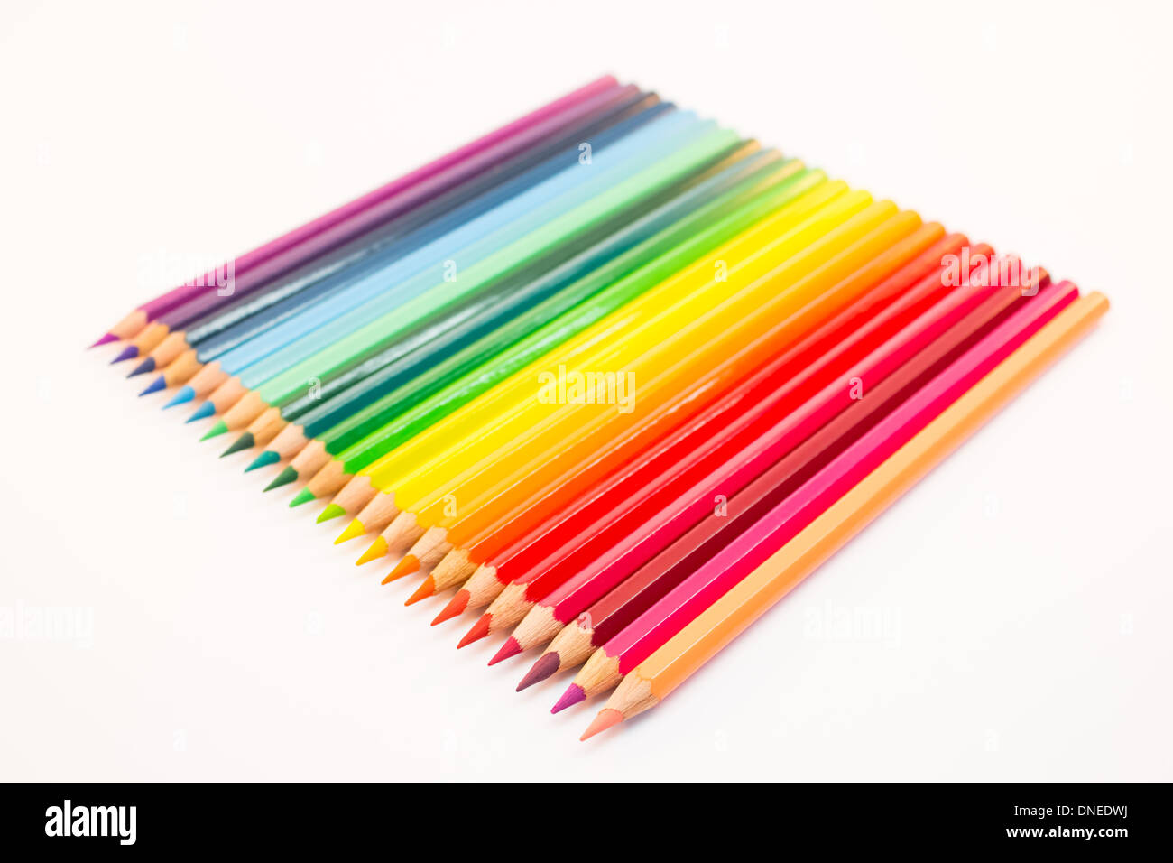 Colored crayons lying side by side on a white background Stock Photo ...