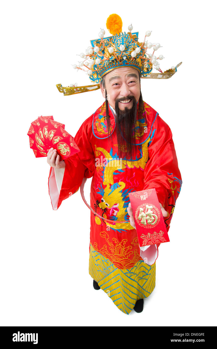 Chinese God of Wealth with red packets celebrating Chinese New Year ...