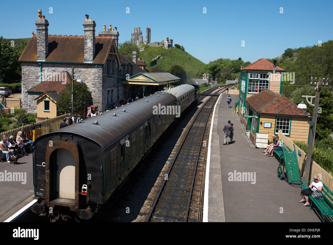 historic trains at Corfe Castle, Dorset UK in May Stock Photo - Alamy