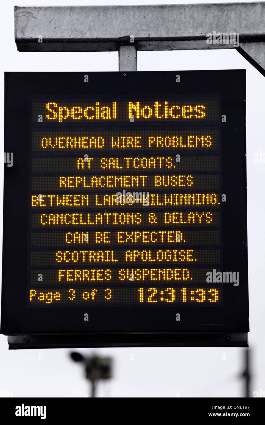 A notice at a Train Station informing passenges of Service Disruption ...