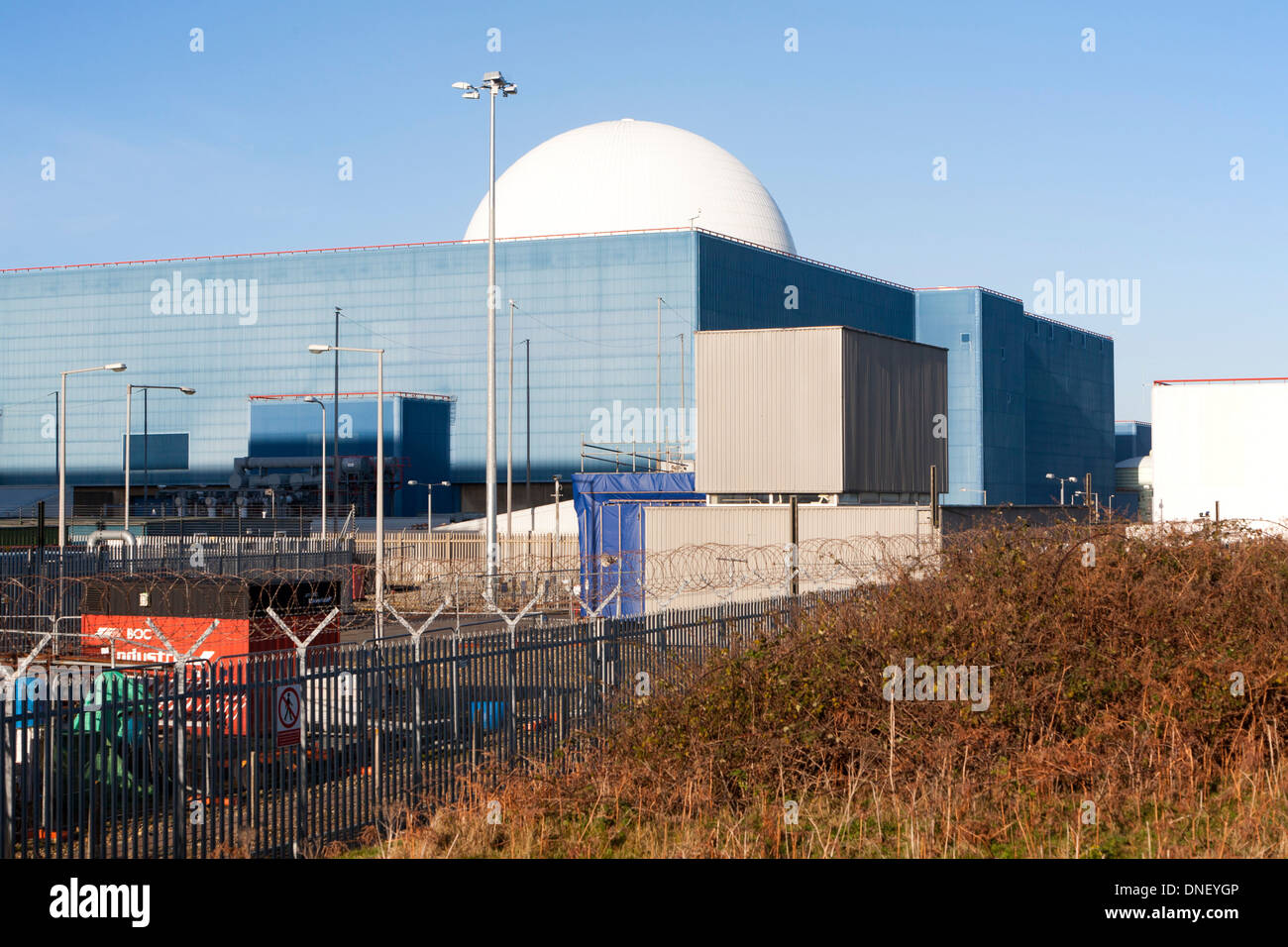 White dome of PWR Sizewell B nuclear power station near Leiston ...