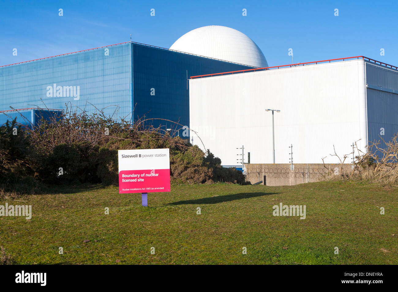 White dome of PWR Sizewell B nuclear power station near Leiston ...