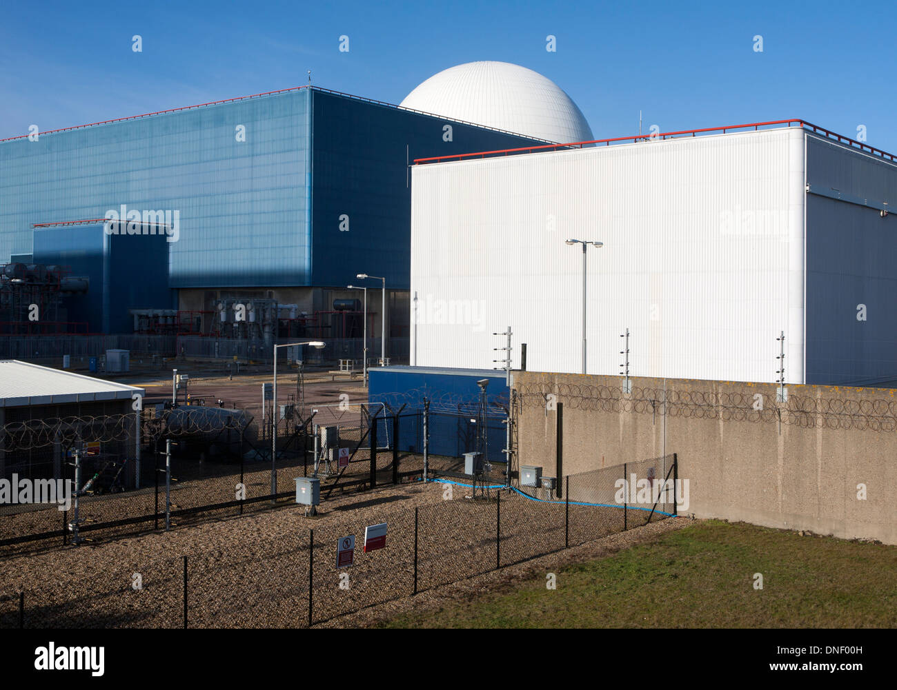 White dome of PWR Sizewell B nuclear power station near Leiston ...