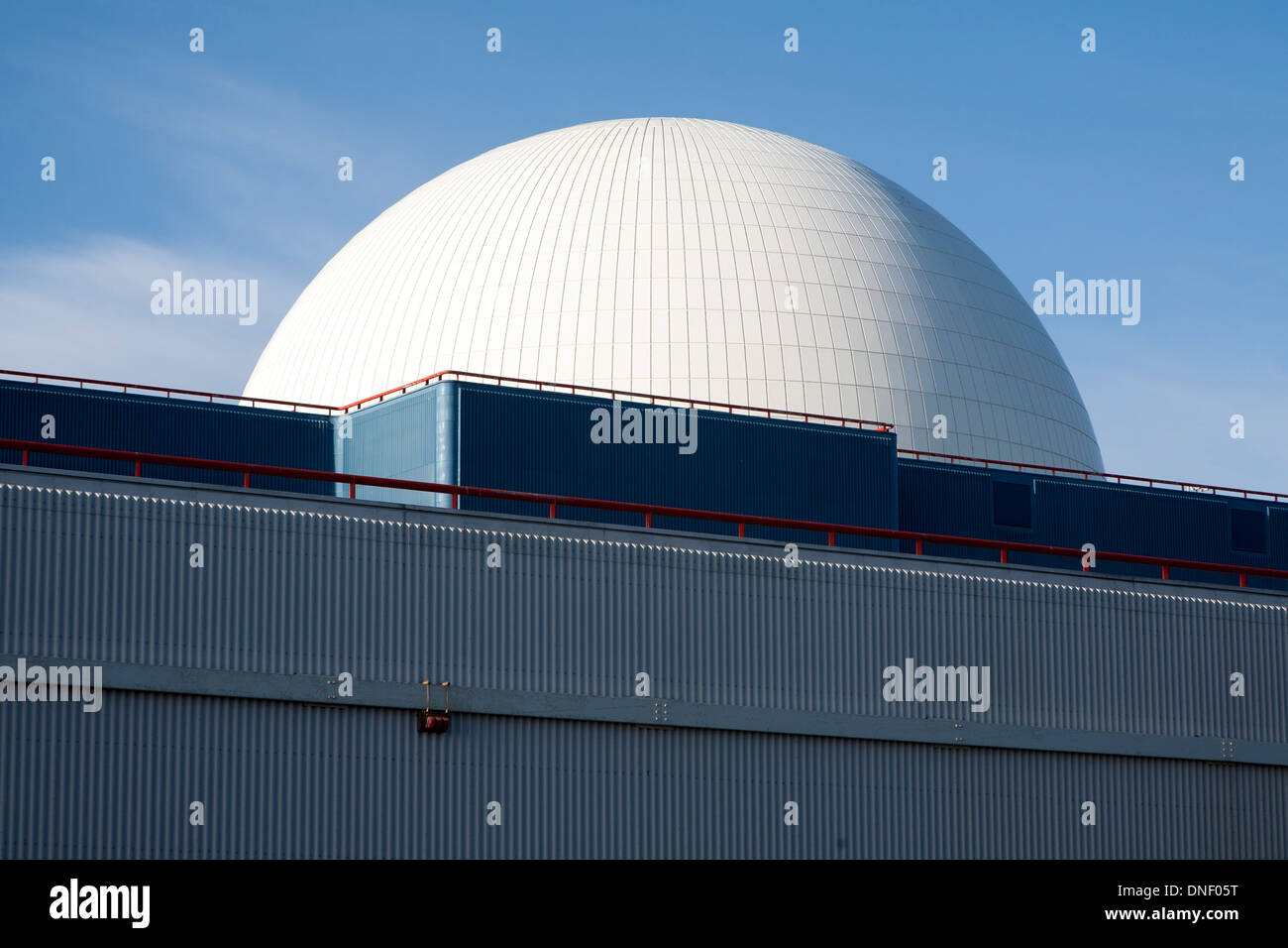 White dome of PWR Sizewell B nuclear power station near Leiston ...