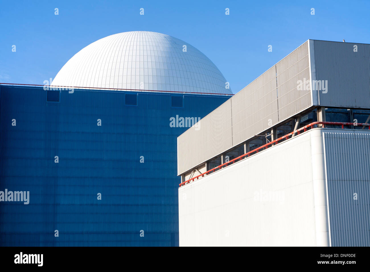 White dome of PWR Sizewell B nuclear power station near Leiston ...